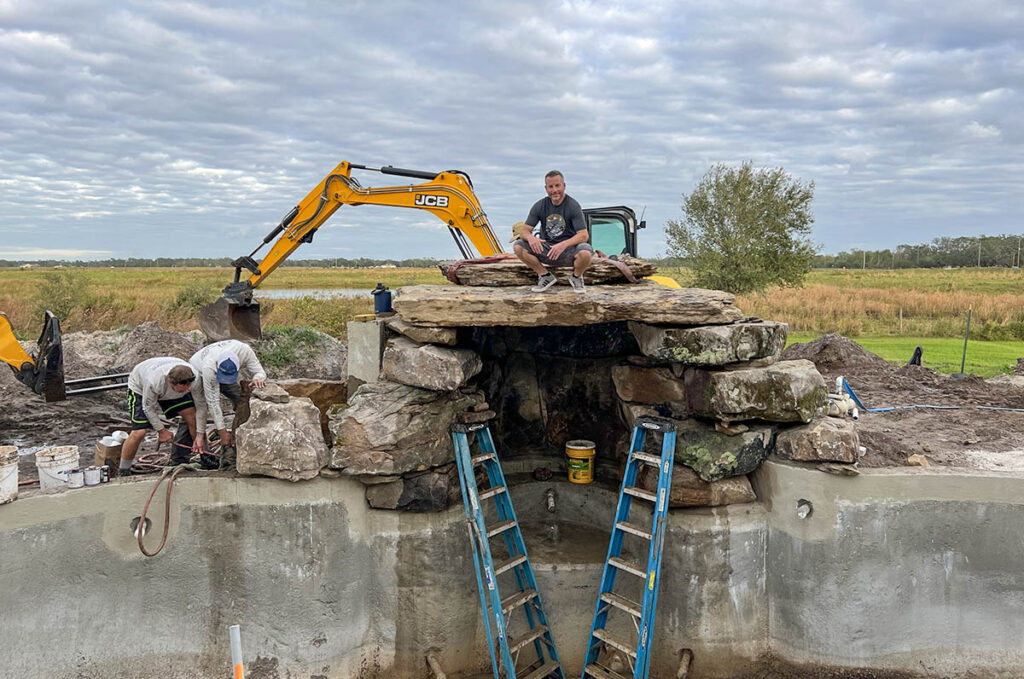 Lucas Lagoons building Rock Grotto in Sarasota, Florida | Lucas Lagoons
